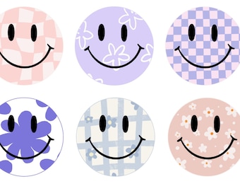 Retro Smiley Face Flower Bundle PNG for T-shirts Print Outs Stationary ...