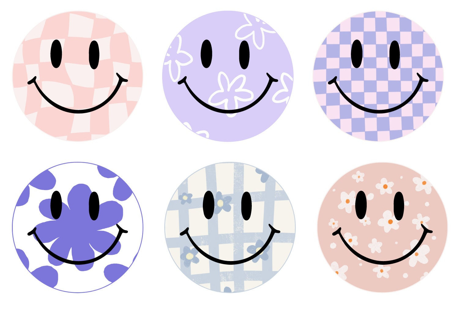 Smiley Face Bundle Checkered - Floral PNG for T-shirts Print Outs ...