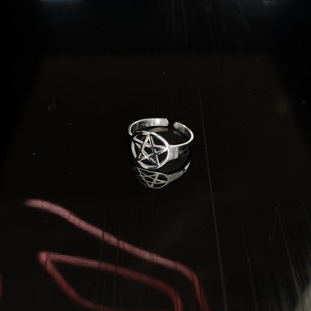 Pentagram Open Midi Ring, Adjustable Small Knuckle Phalanx Ring ...