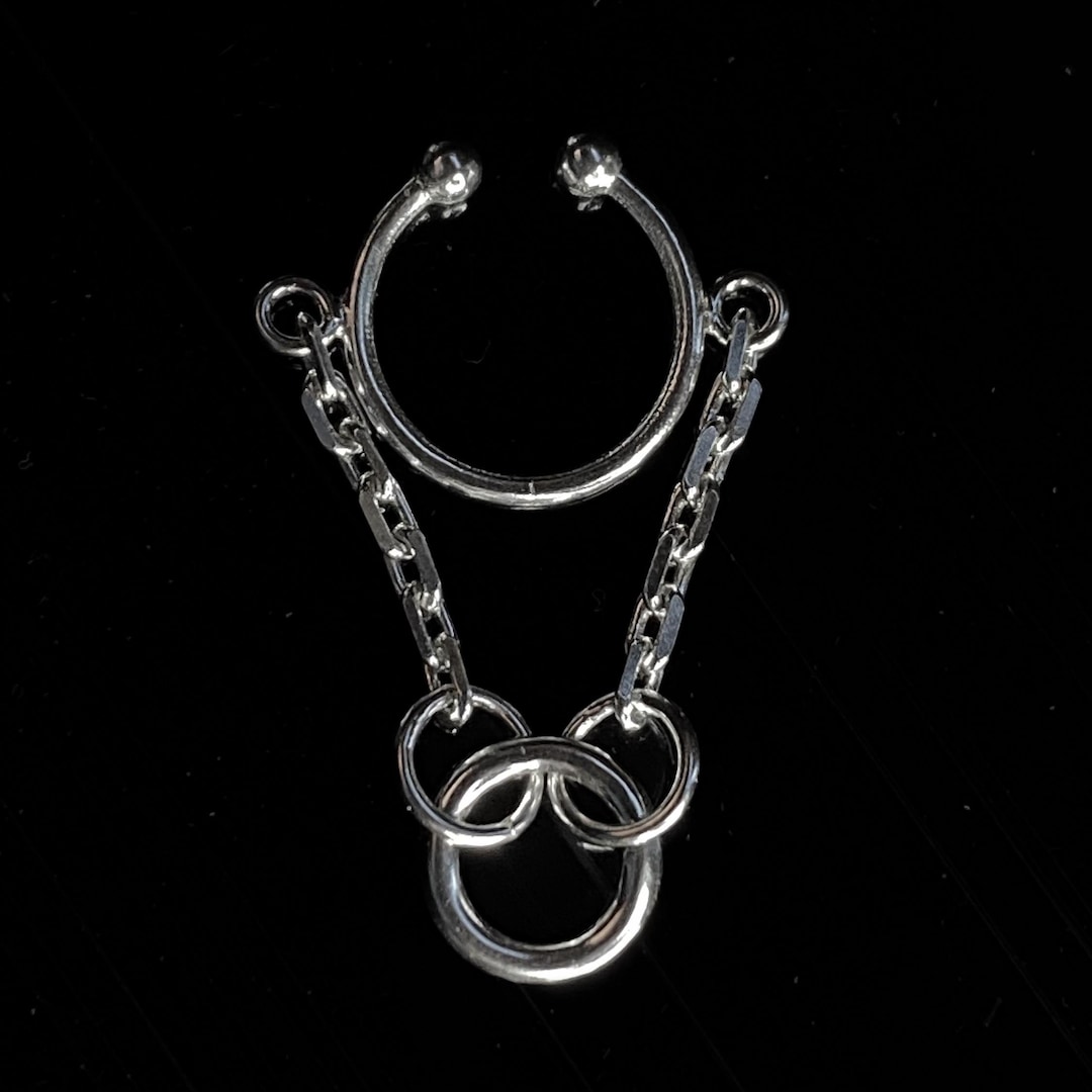 O-ring Bdsm Septum Cuff, Gothic Fake Septum Ring, Nose Chain, Fetish ...