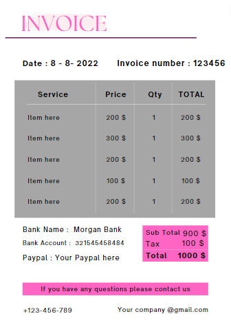 Invoice Template - Etsy