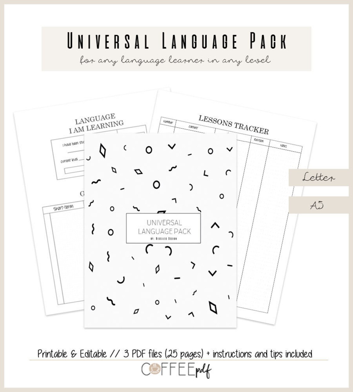 Universal Language Study Pack // Printable in Letter and A5 | Etsy