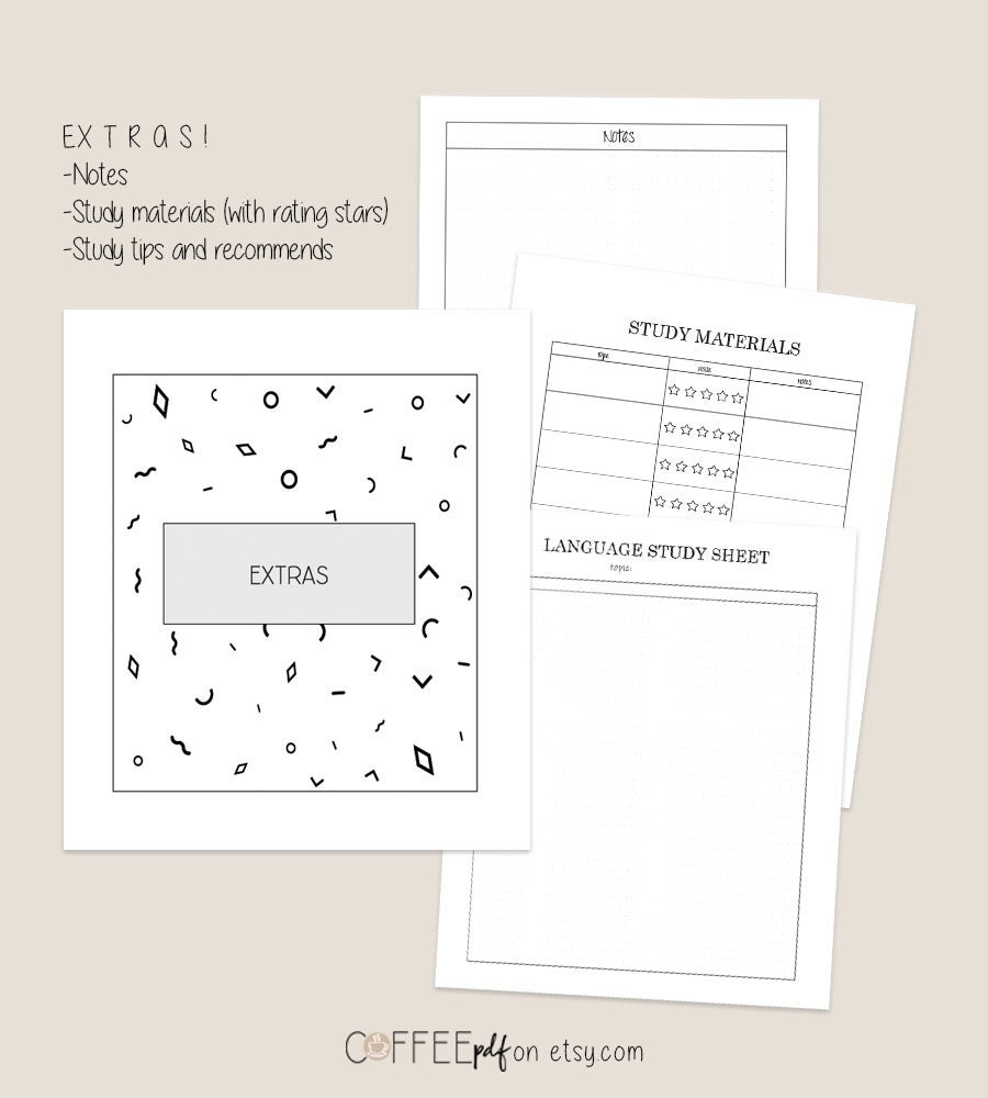 Universal Language Study Pack // Printable in Letter and A5 Size ...