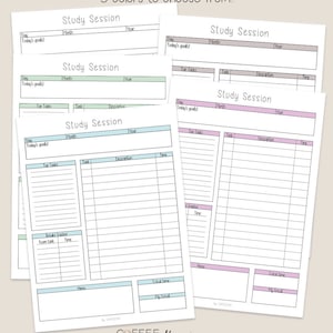 Study Session Planner Sheet // Printable in Letter & A5 Size + 5 ...