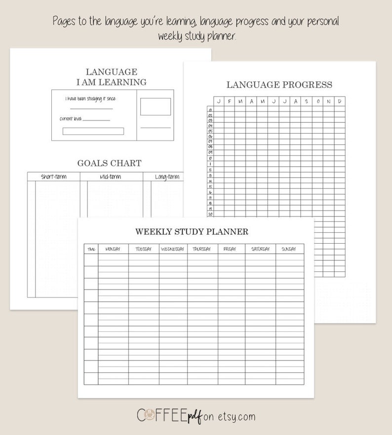 Universal Language Study Pack // Printable in Letter and A5 Size ...