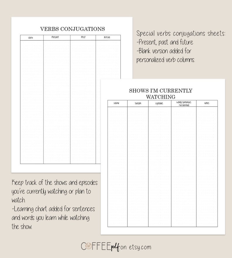 Universal Language Study Pack // Printable in Letter and A5 Size ...