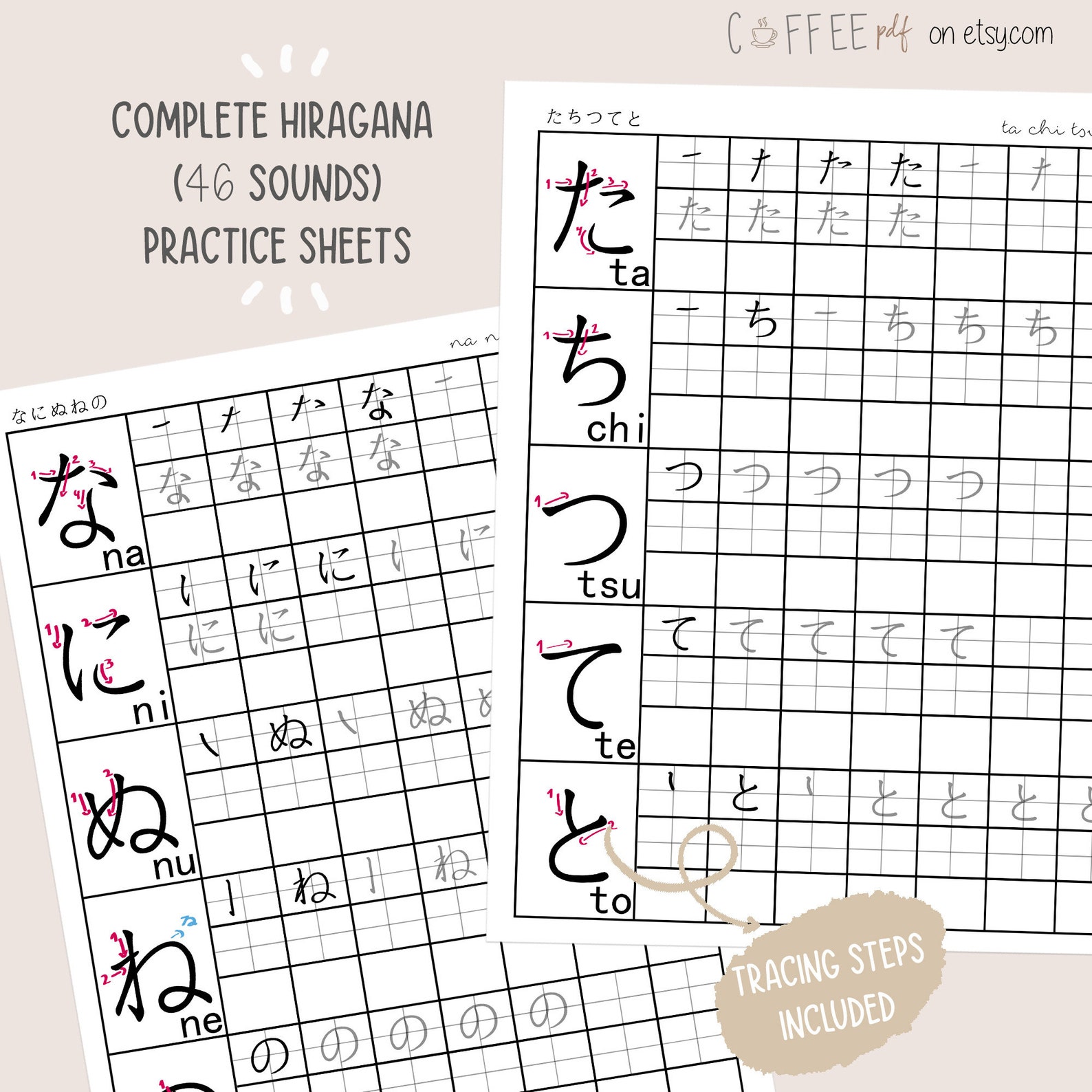 Japanese Hiragana Workbook // Printable in Letter & A4 Size // Japanese ...