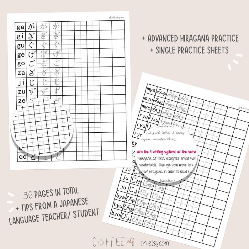 Japanese Hiragana Workbook // Printable in Letter & A4 Size // Japanese ...