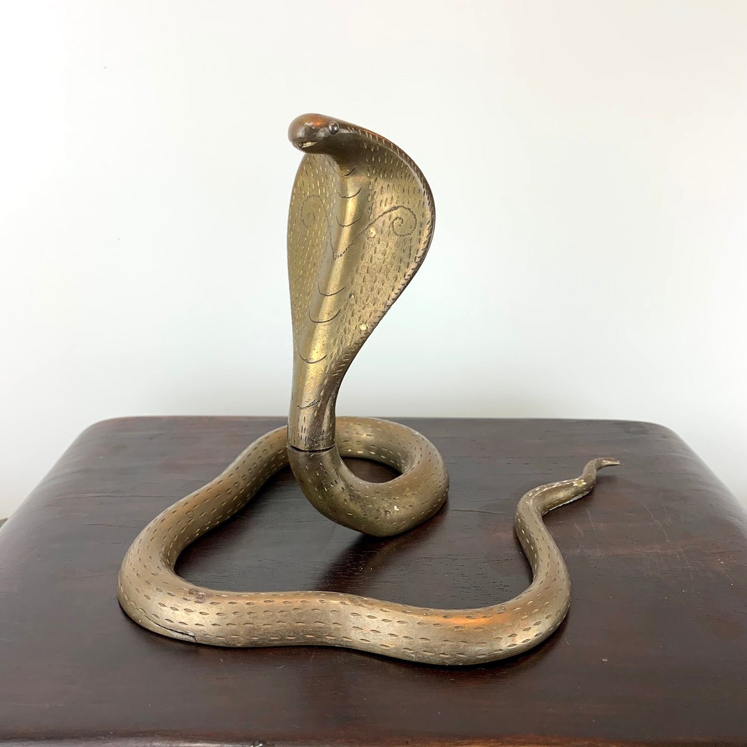 Etched Brass Cobra Snake Figurine - Etsy