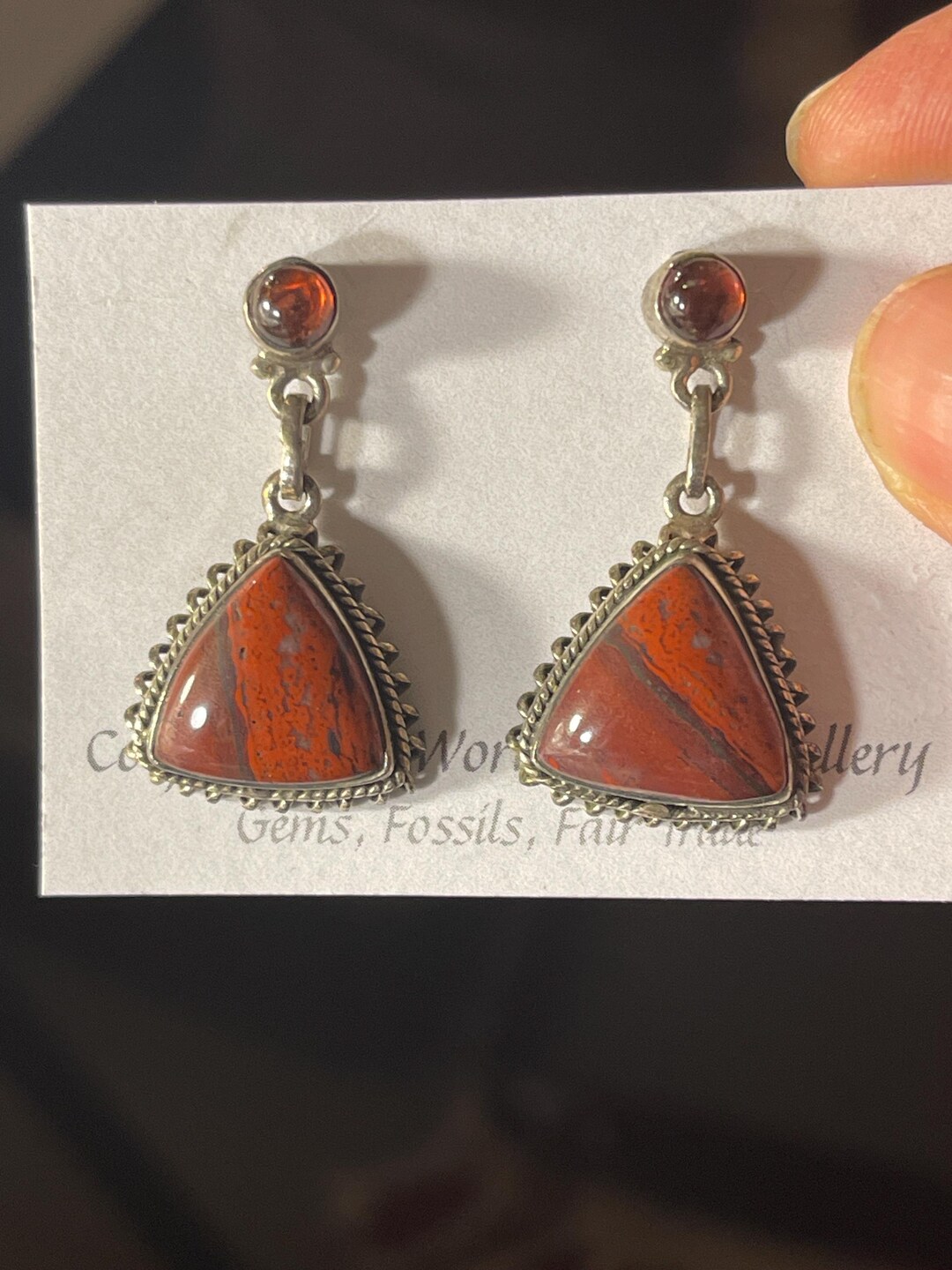 Red Jasper and Garnet in Solid Sterling Silver Southwestern Earrings - Etsy