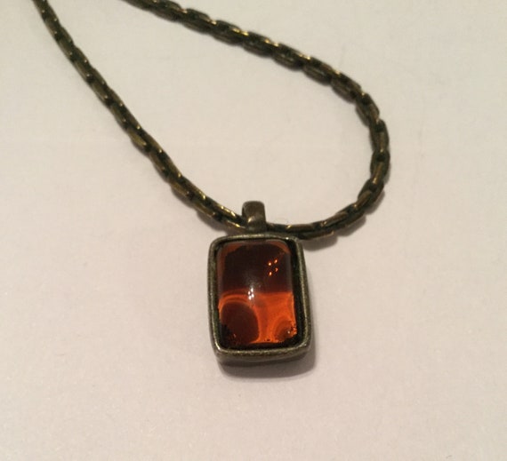 Antique Look Glass Pendant - Gem