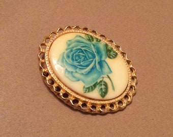 Blue Rose Pin - Etsy