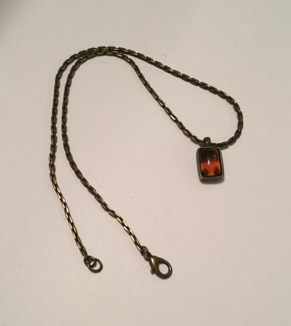 Antique Look Glass Pendant - Gem