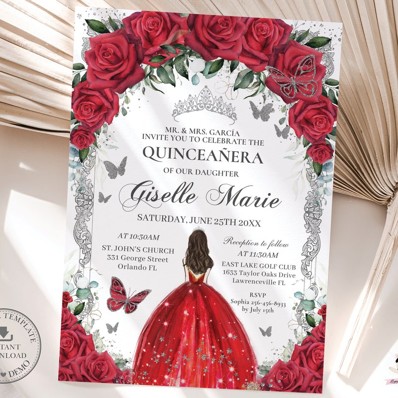 Invitaciones de quinceanera rojo - Etsy México