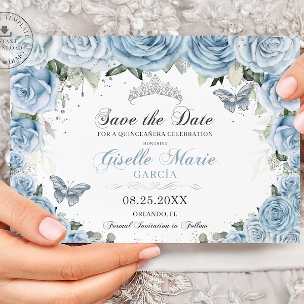 Baby Blue Save the Date Quinceanera Magnet - Etsy