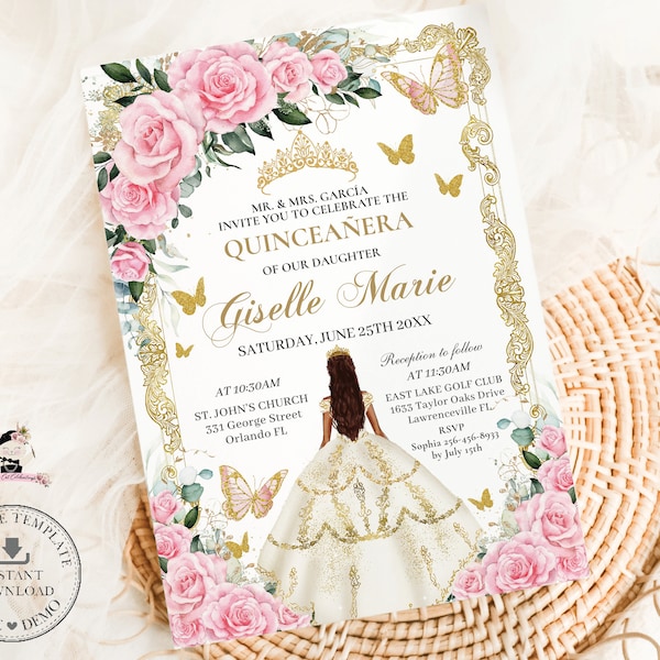 Quinceanera Invitation White Dress - Etsy