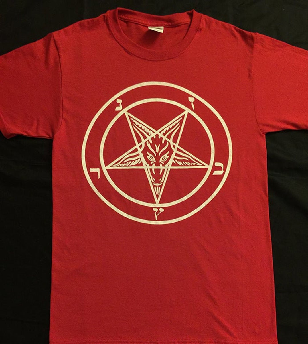 PENTAGRAM Red T Shirt Sigil of Baphomet Satanic Witch Satan - Etsy