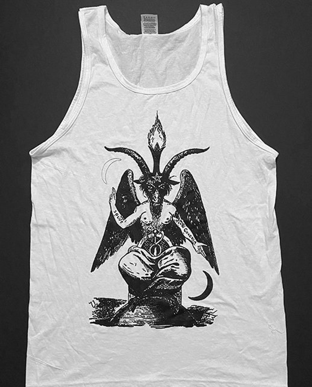 Black Baphomet Men's White Tank Top Occult-inspired Fashion - Etsy