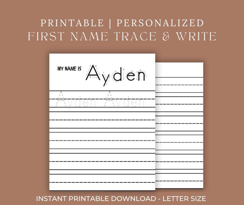 Personalized Name Tracing Worksheet: Preschool Learning (PDF) - Etsy