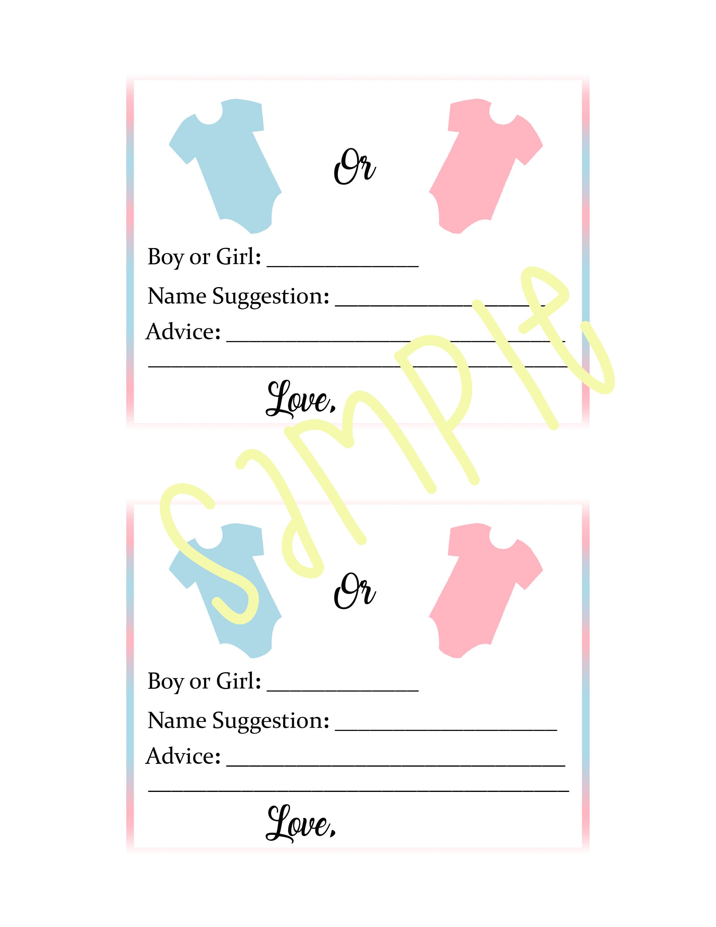 Gender Reveal Party Game Mommy Advice Card First Time Mom Etsy