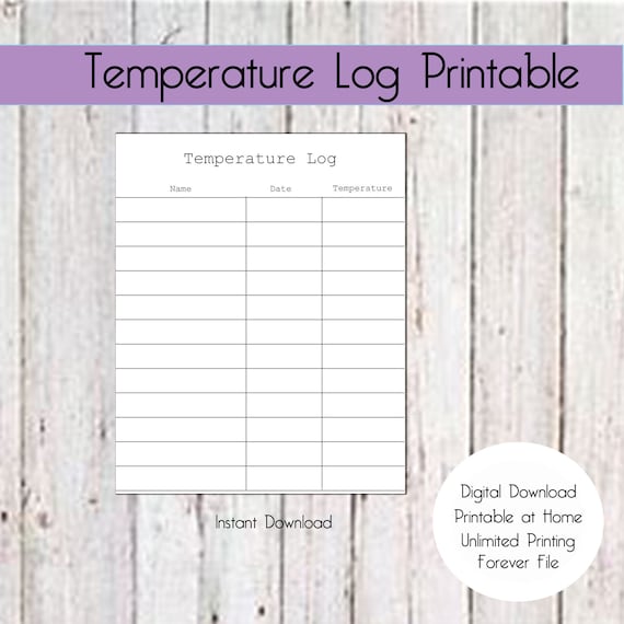 Temperature Check Record Log | Etsy