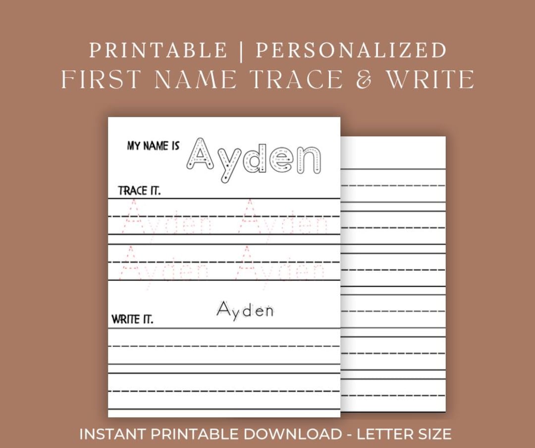 Personalized Name Tracing Worksheet: Preschool Writing Practice (PDF ...