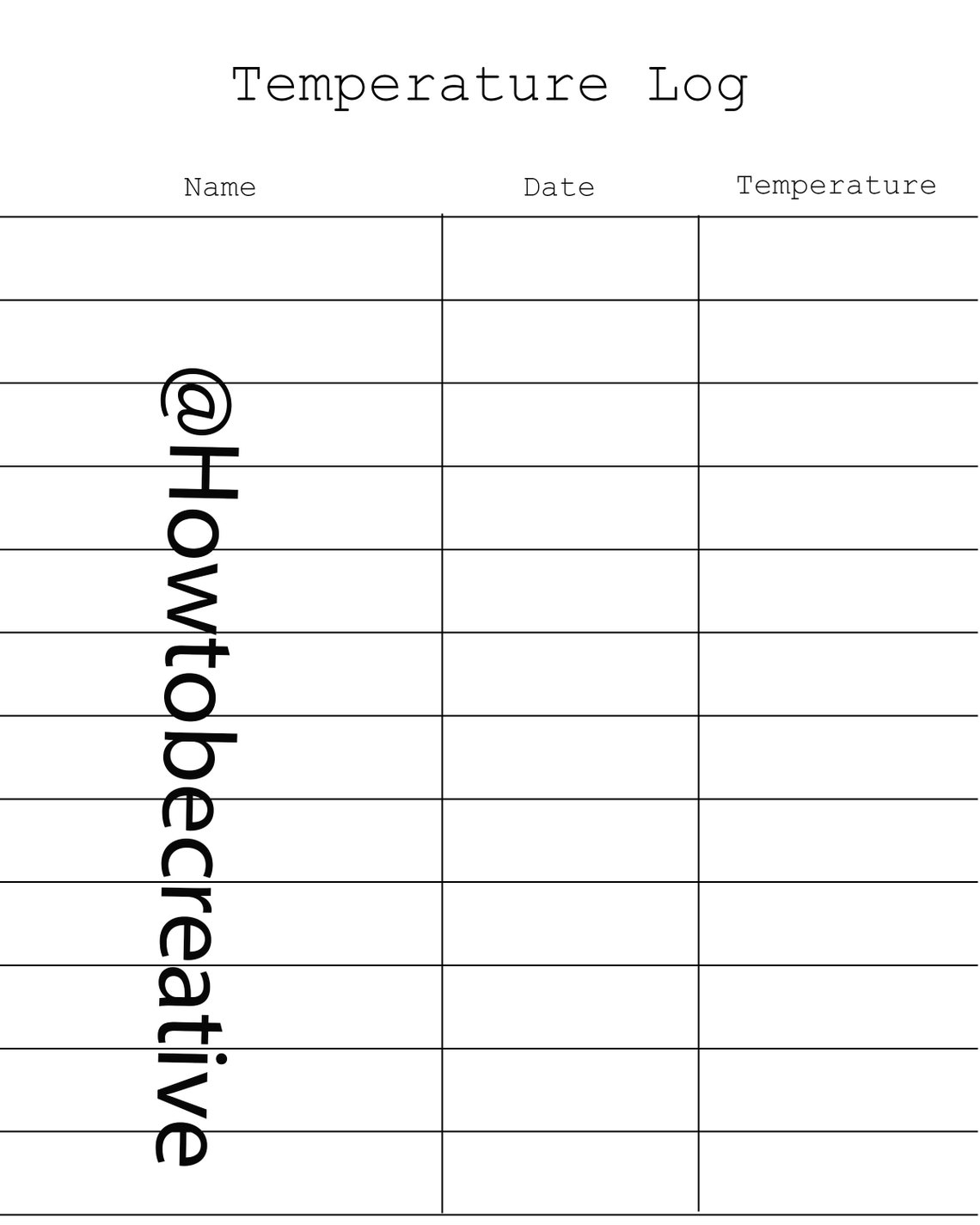 Temperature Check Record Log - Etsy
