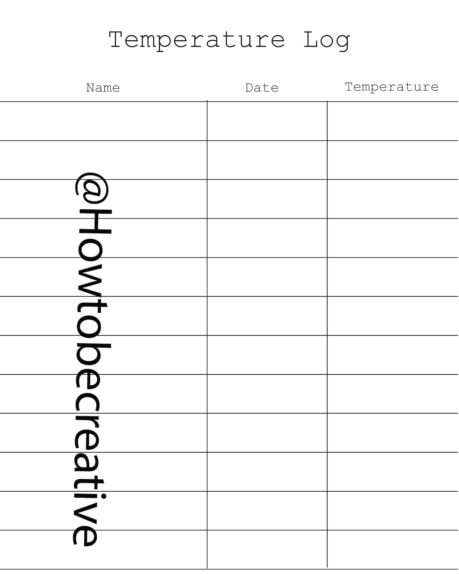 Temperature Check Log: Printable Record Keeper (PDF & JPEG) - Etsy