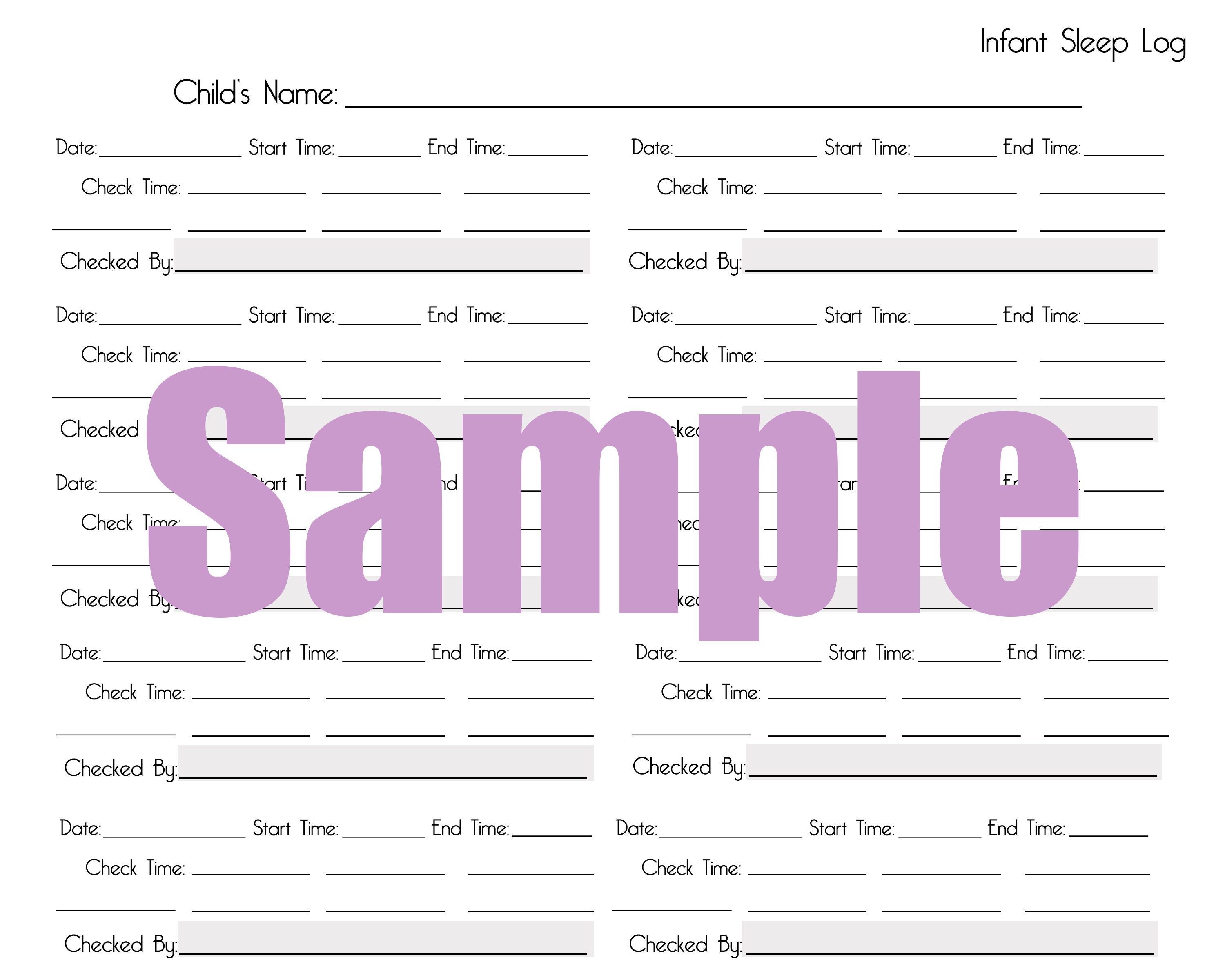 Infant Sleep Log Home Daycare organizing Forms Record Log - Etsy Polska