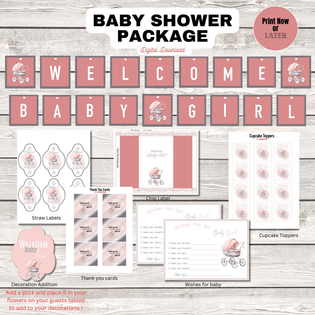 Pink Stroller Baby Shower Party Decorations - Etsy