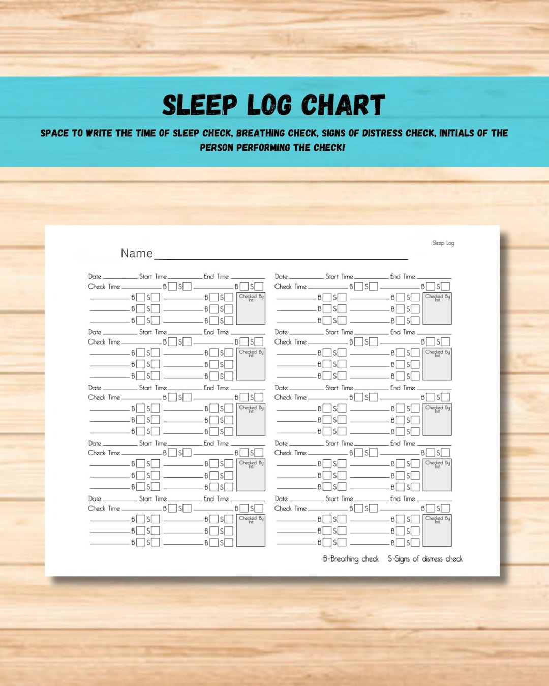 Infant Sleep Record Log & Emergency Card Printable (PDF) - Etsy