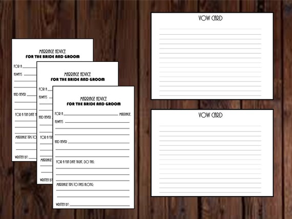 Marriage Advice Card Vow Card Printable Wedding Vow Set | Etsy