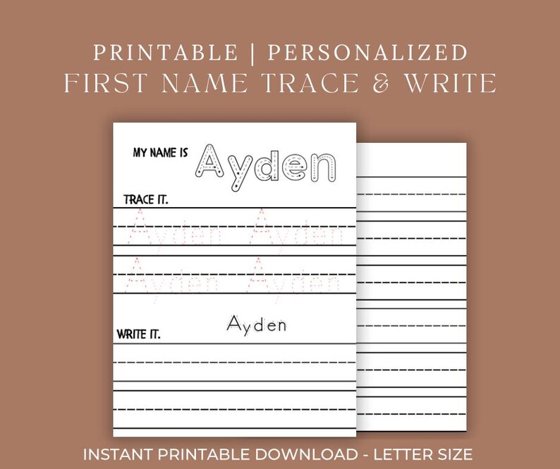Personalized Name Tracing Worksheet: Preschool Writing Practice (PDF ...