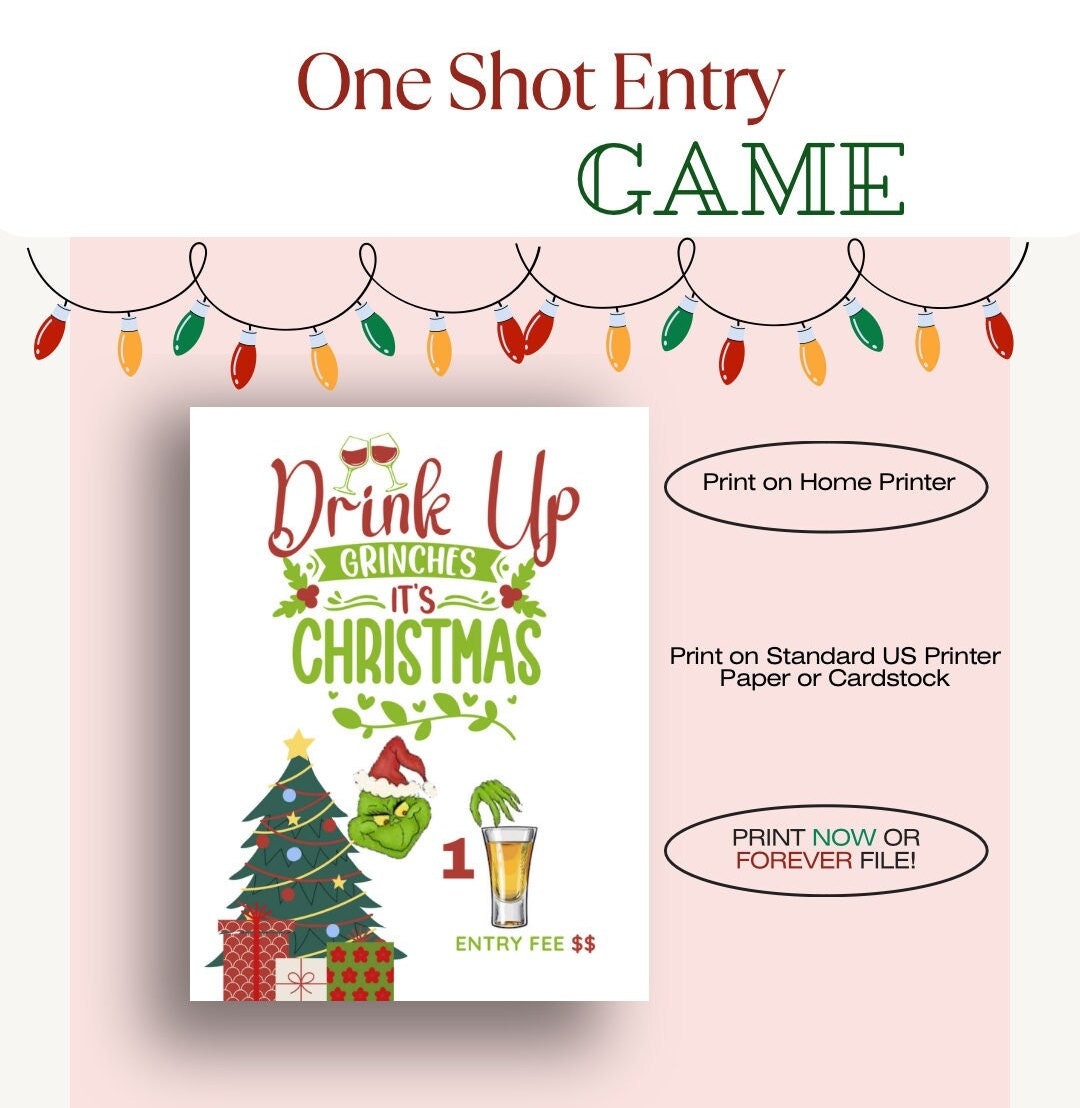 One Shot Entry Fee Grinch Christmas Party Game - Etsy