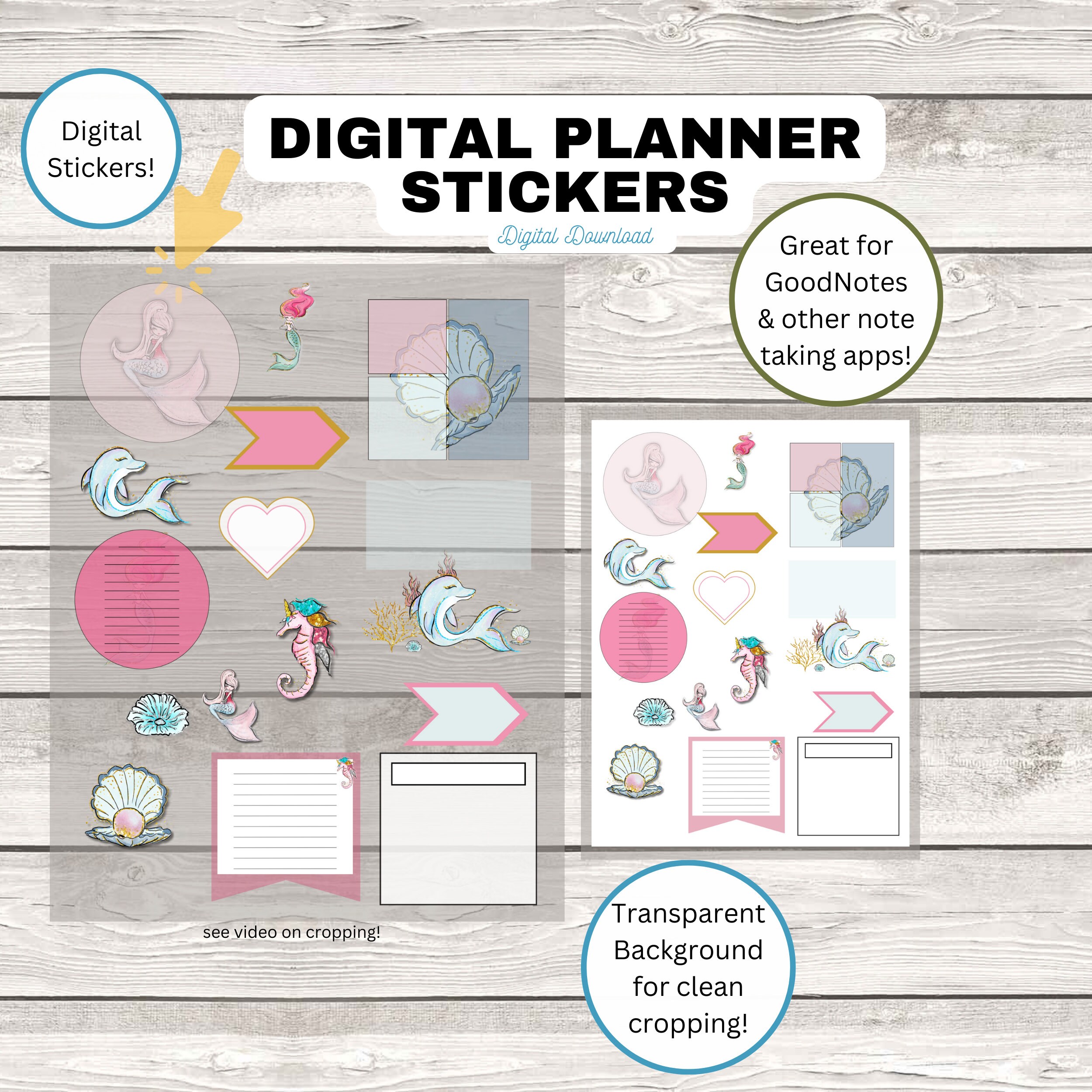 Digital Planner Stickers Mermaid Theme - Etsy