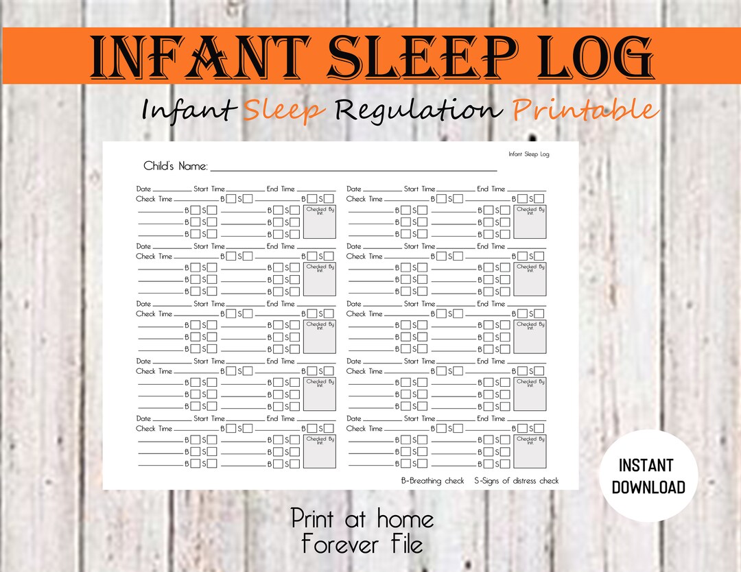 Infant Sleep Log Printable: Home Daycare Forms, Emergency Card (PDF) - Etsy
