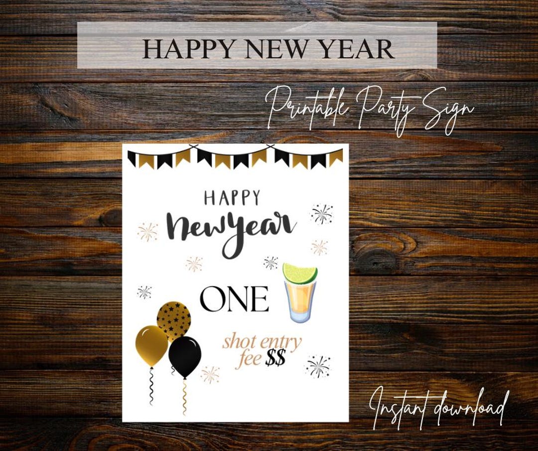 New Year One Shot Entry Fee Printable Party Sign - Etsy