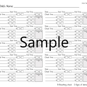 Infant Sleep Log, 15 Minute Record Check, Infant Sleep Printable, Home ...