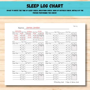 Infant Sleep Record Log & Emergency Card Printable (PDF) - Etsy