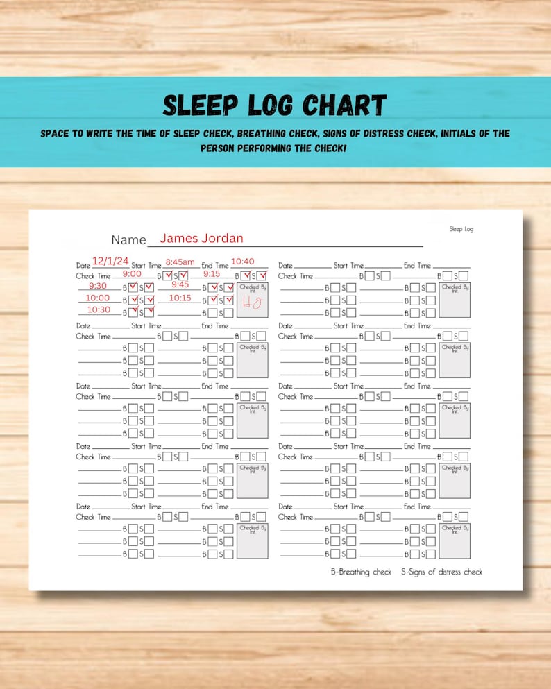 Infant Sleep Record Log & Emergency Card Printable (PDF) - Etsy