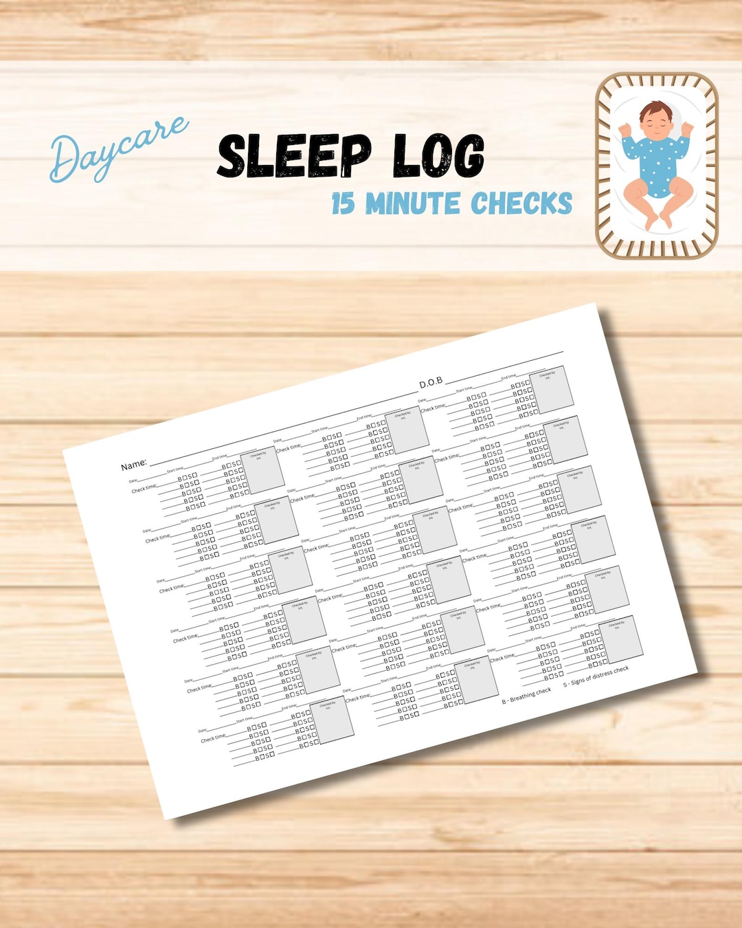 Infant Sleep Log: Home Daycare Forms, 15 Minute Checks (PDF) - Etsy