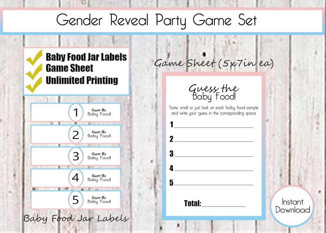 Guess the Baby Food Printable Labels, Gender Reveal Party Game, Baby ...