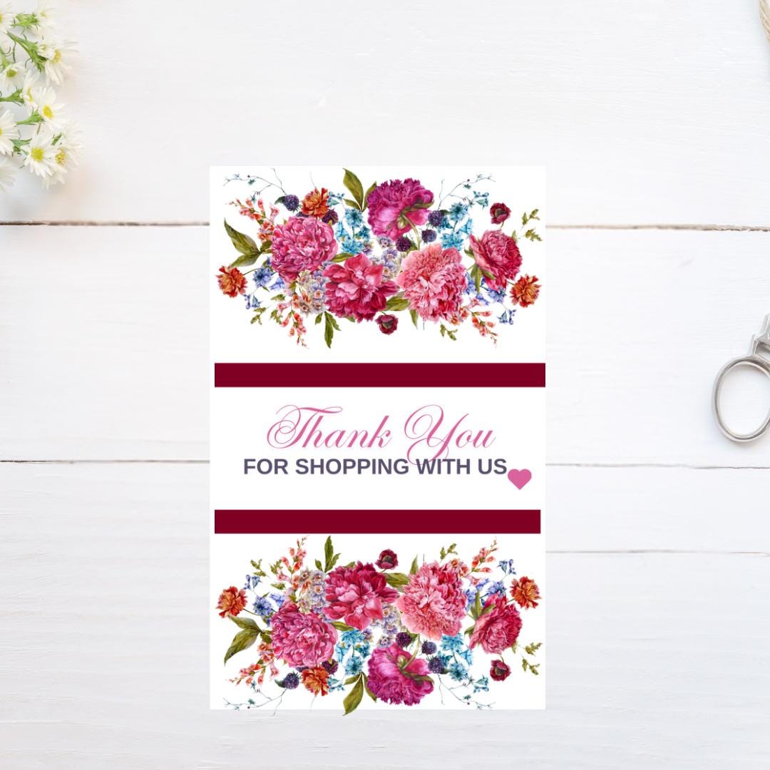 Thank You for Shopping With Us Printable Card, Etsy Seller Thank You ...