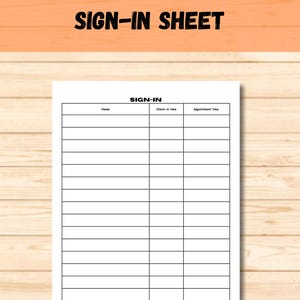 Printable Sign-in Sheet, Small Business Organizing Forms , Appointment Tracking, Office Waiting ...
