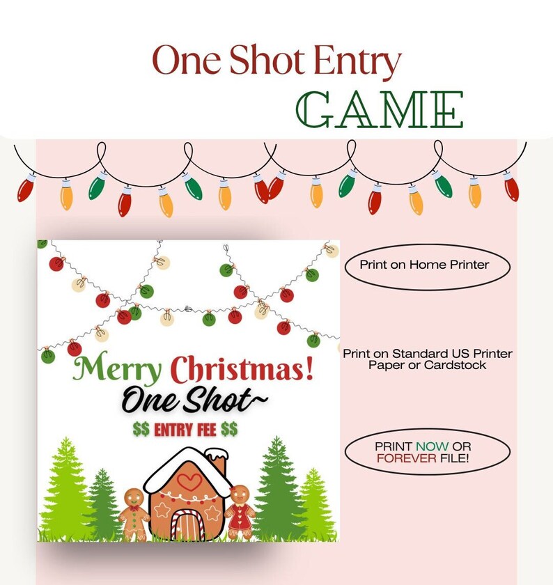 One Shot Entry Fee Gingerbread Christmas Party Printable Game - Etsy