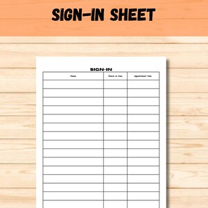 Printable Sign-in Sheet, Small Business Organizing Forms , Appointment Tracking, Office Waiting ...