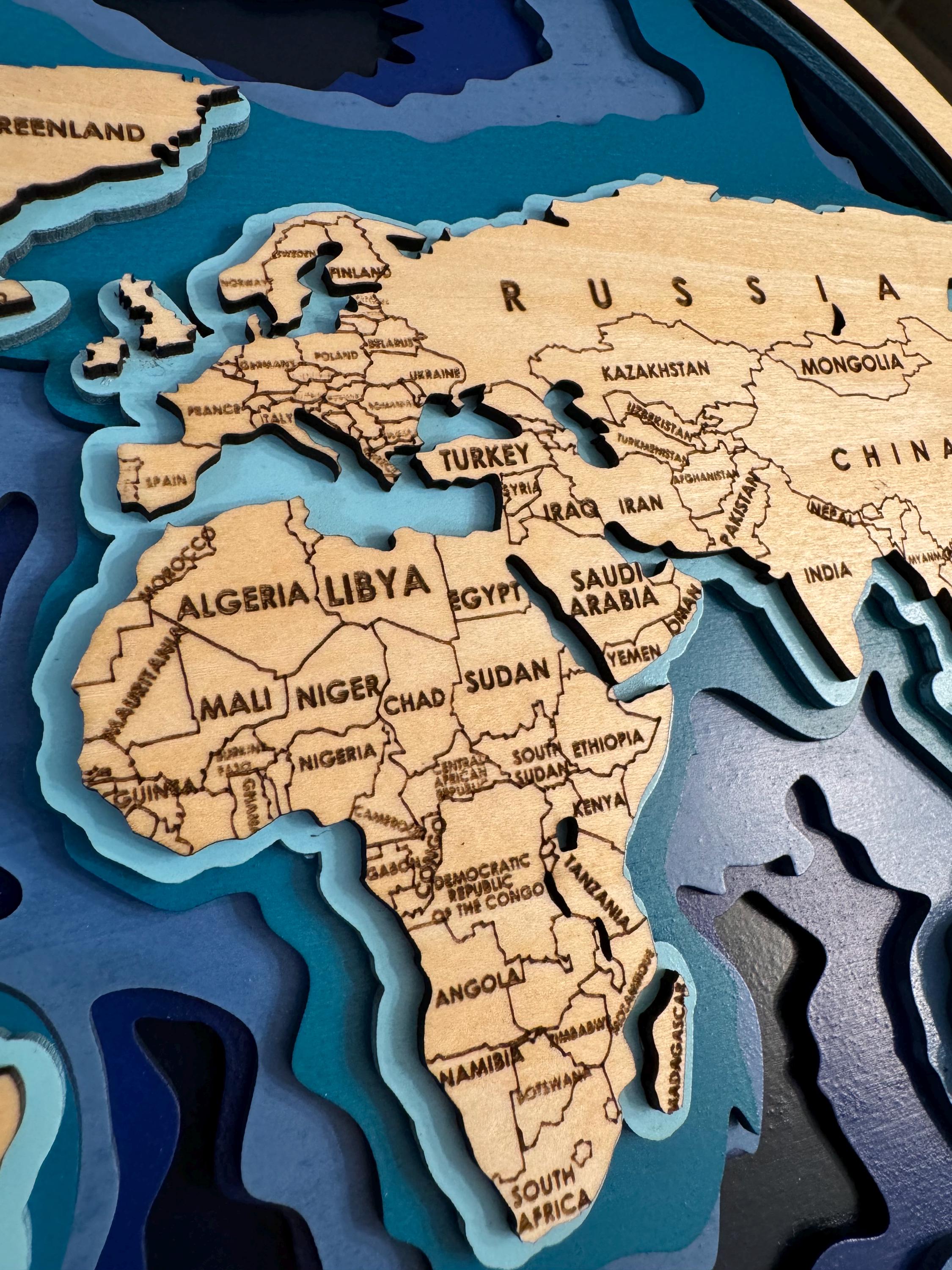 5 Layered World Map - Etsy