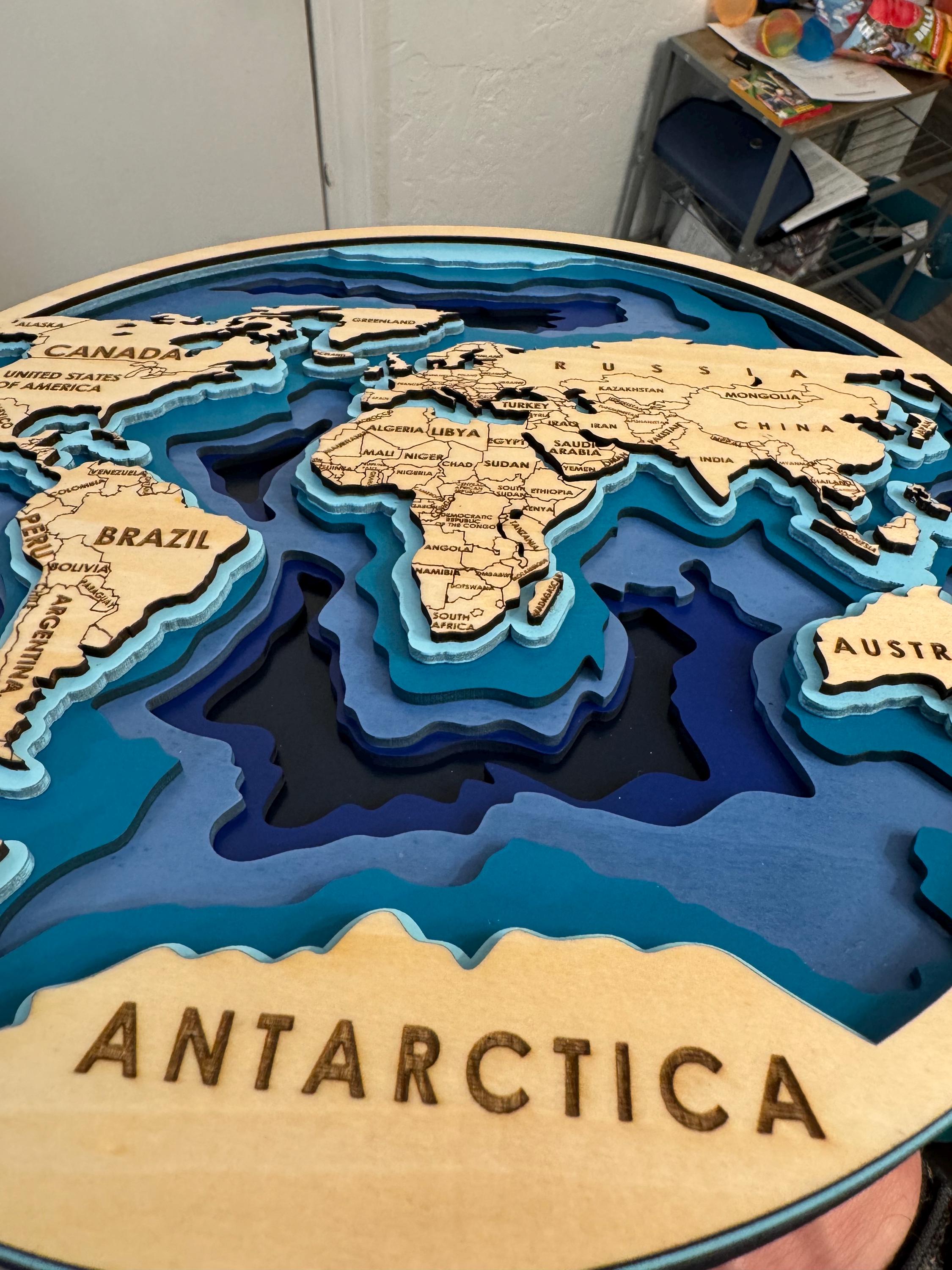 5 Layered World Map - Etsy