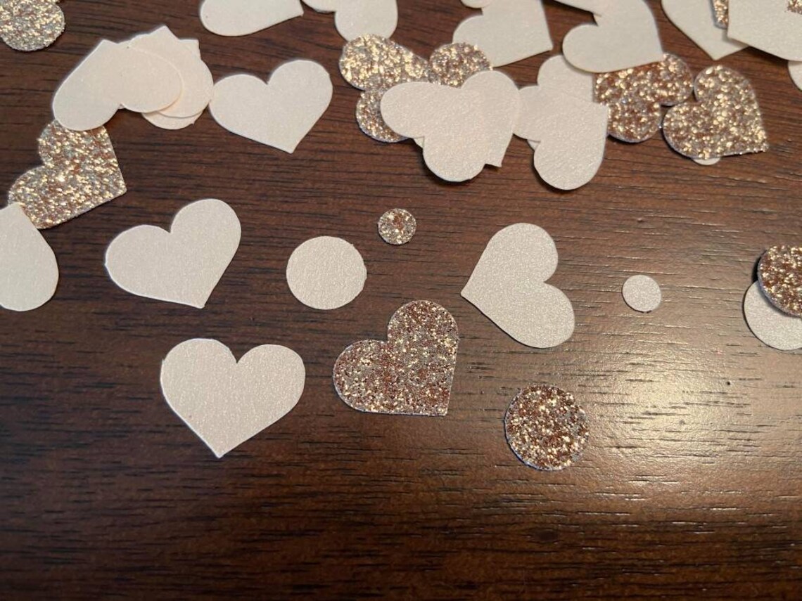 Rose Gold Wedding Confetti Bridal Shower Decor Heart Confetti - Etsy