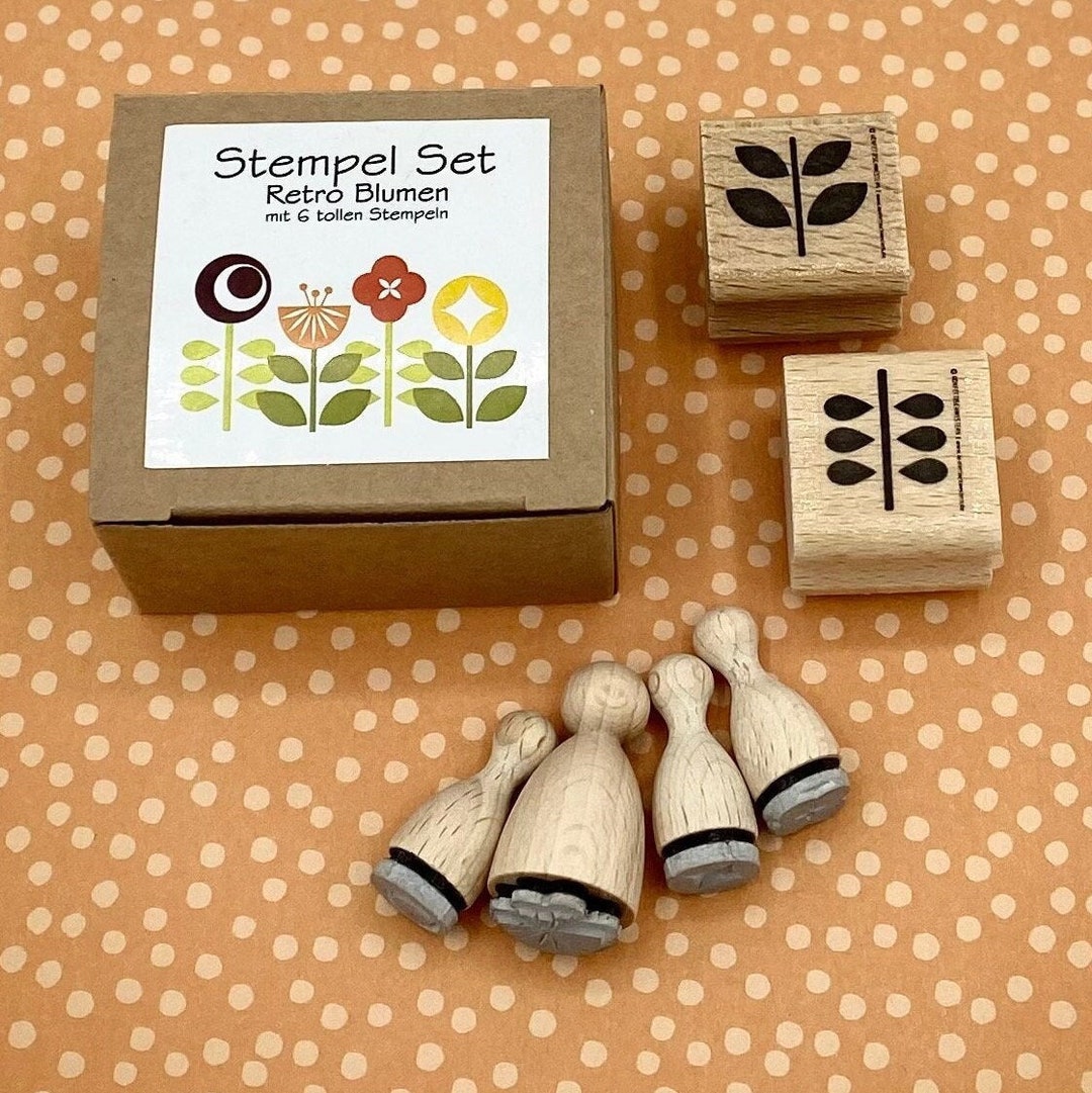 Stamp Set Retro Flowers, Plants, Blossoms, Floral Elements in Gift Box ...